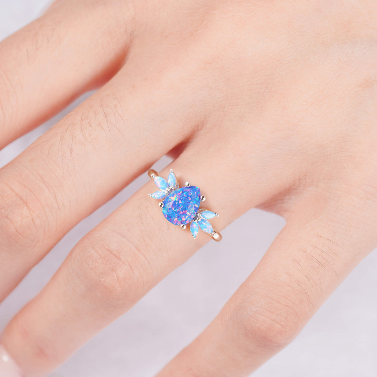 Ivy Royal Blue Fire Opal Ring