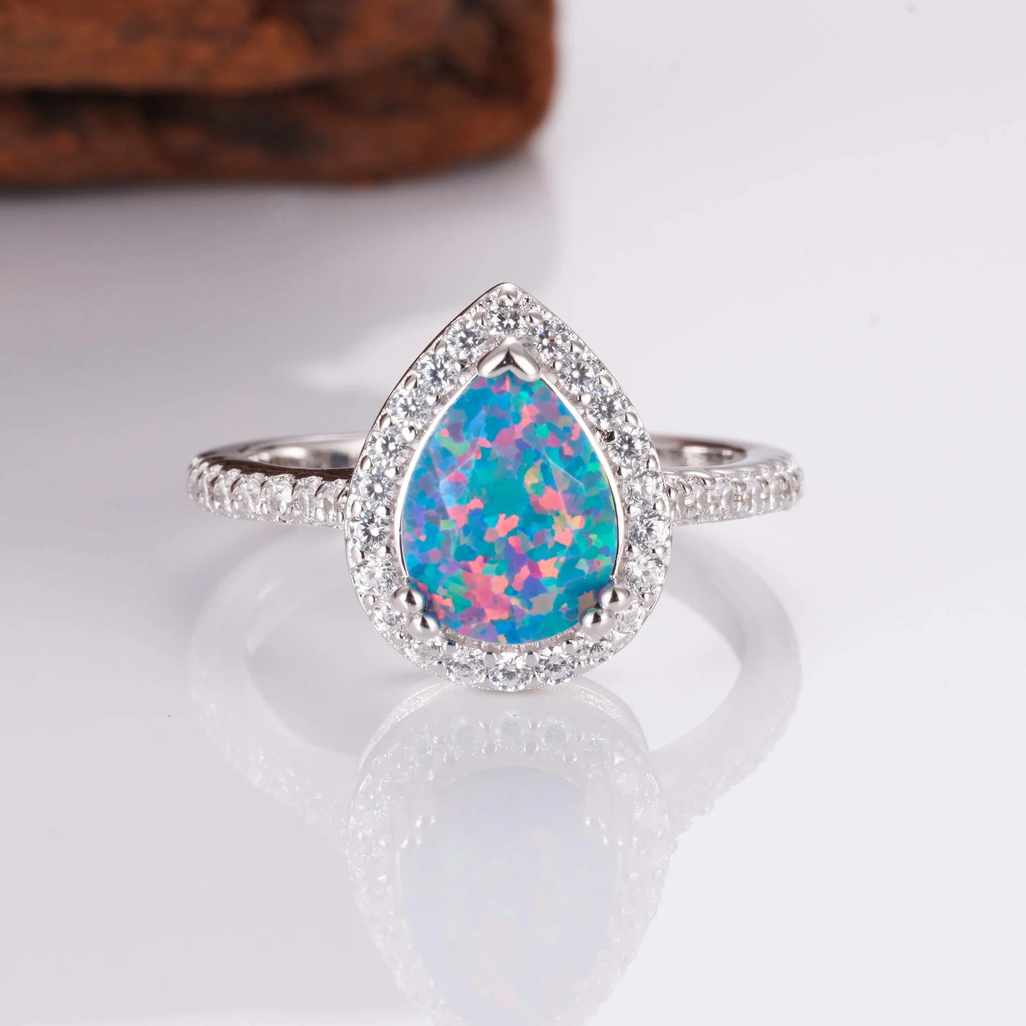 Nia Blue Fire Opal Ring